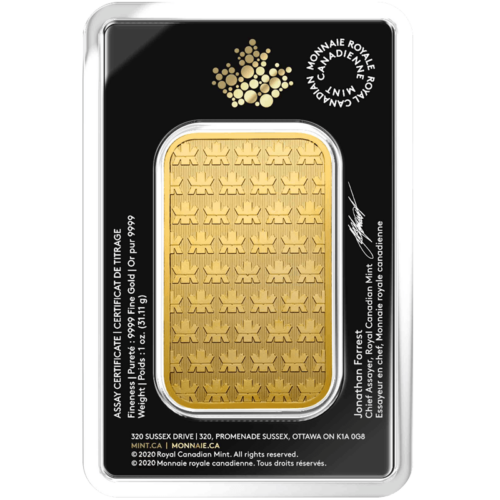 1 Ounce Gold Royal Canadian Mint Bar - Gold Dollar Exchange